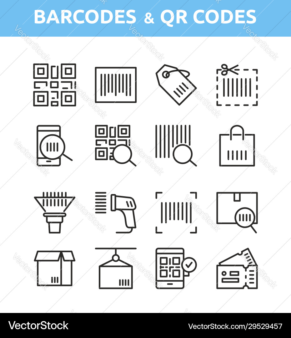 Qr code and barcode icons Royalty Free Vector Image