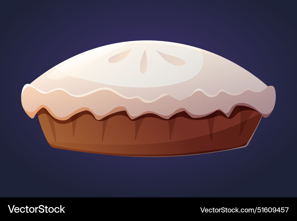 Sweet baked sponge cake or pie with white icing Vector Image