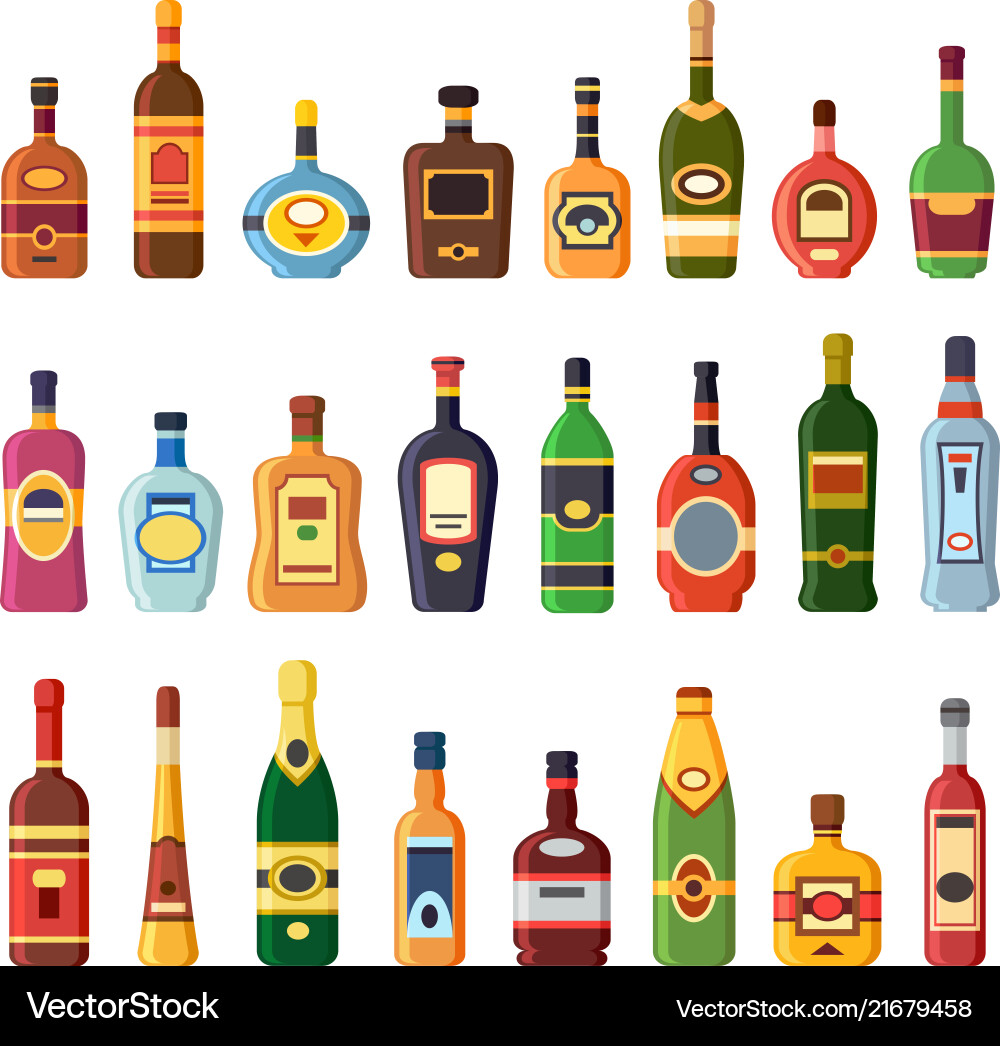 Alcohol Bottle Collection Royalty Free Vector Image