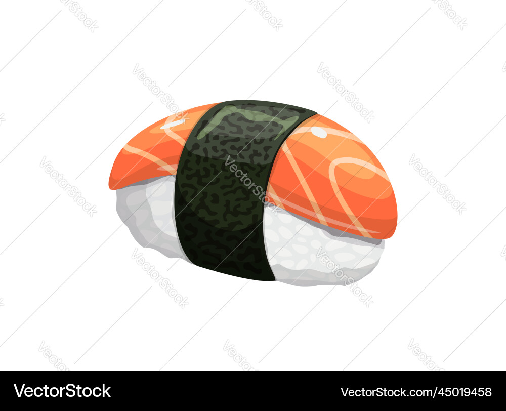 Cartoon salmon sushi isolated sashimi Royalty Free Vector