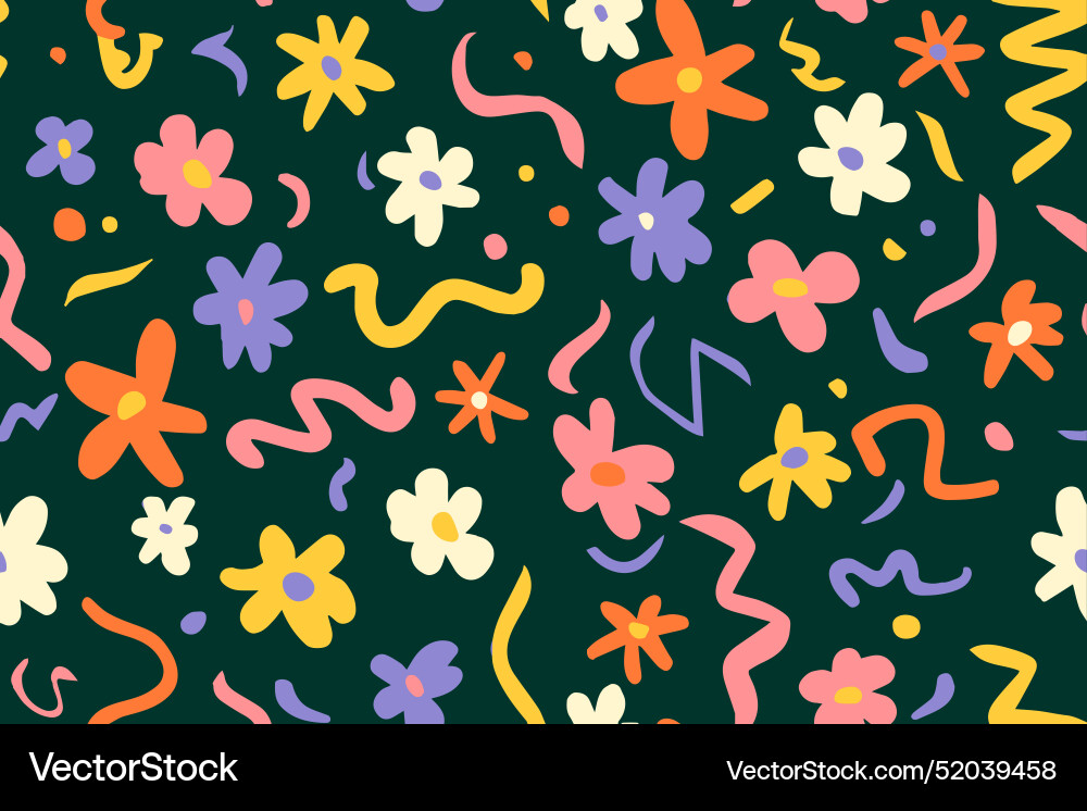 Fun shapes children seamless pattern flower Vector Image