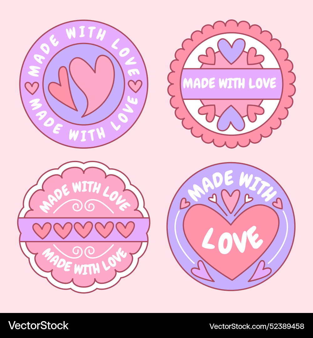 Hand drawn flat design made with love stamps Vector Image