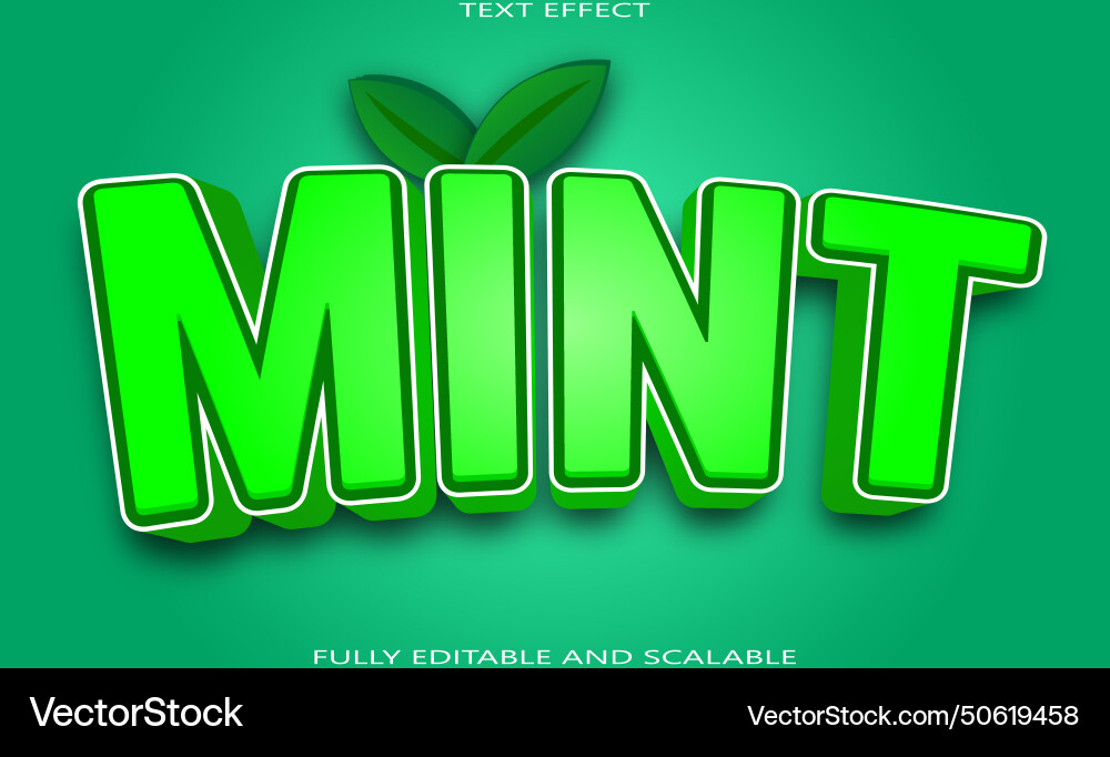Mint editable text effect 3 dimension emboss Vector Image