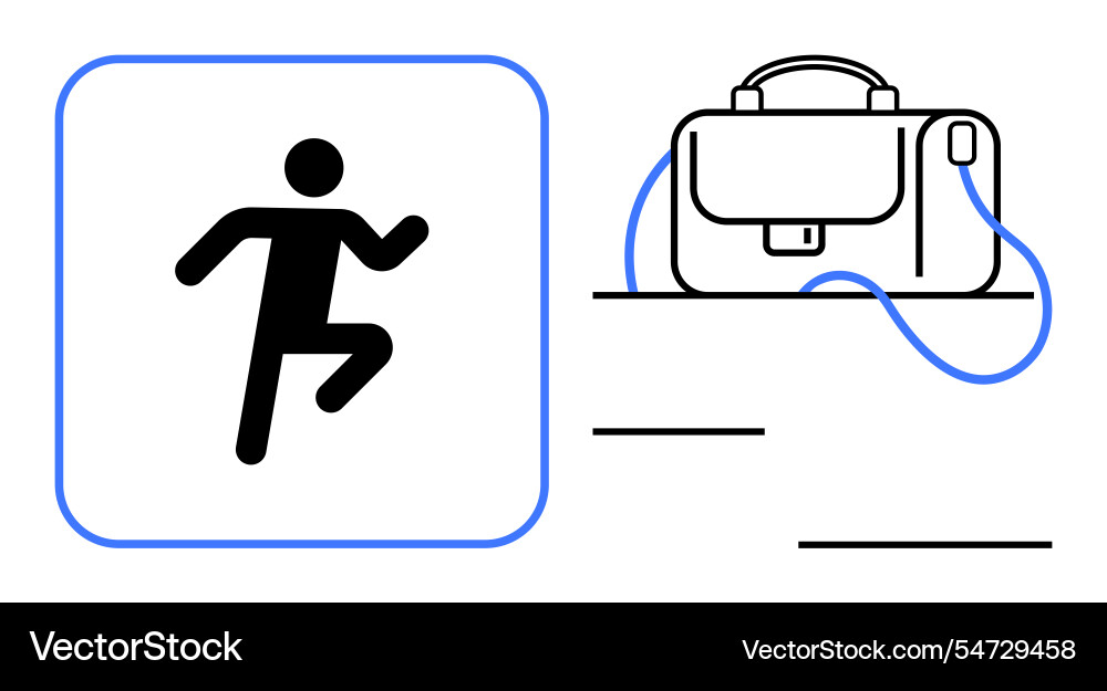 Person running icon with briefcase highlighting Vector Image