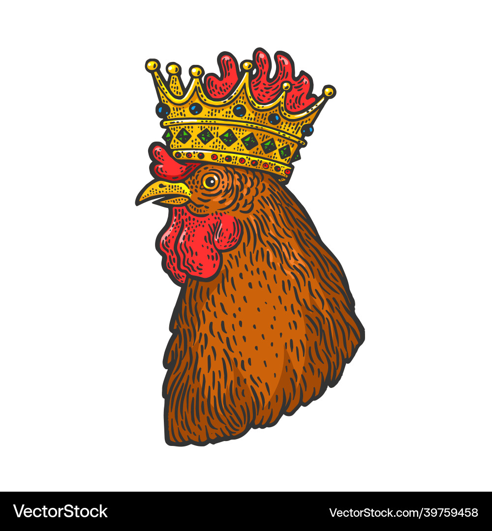 Rooster in the crown sketch Royalty Free Vector Image
