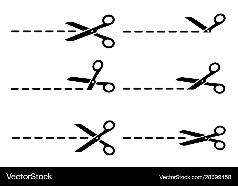 Set black isolated scissors cutting line Vector Image