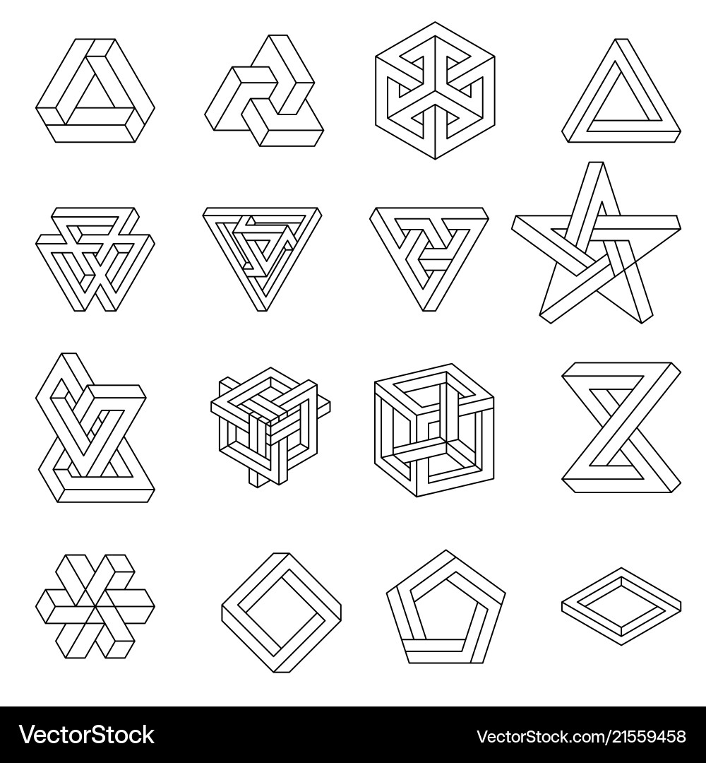 Set of impossible shapes optical Royalty Free Vector Image