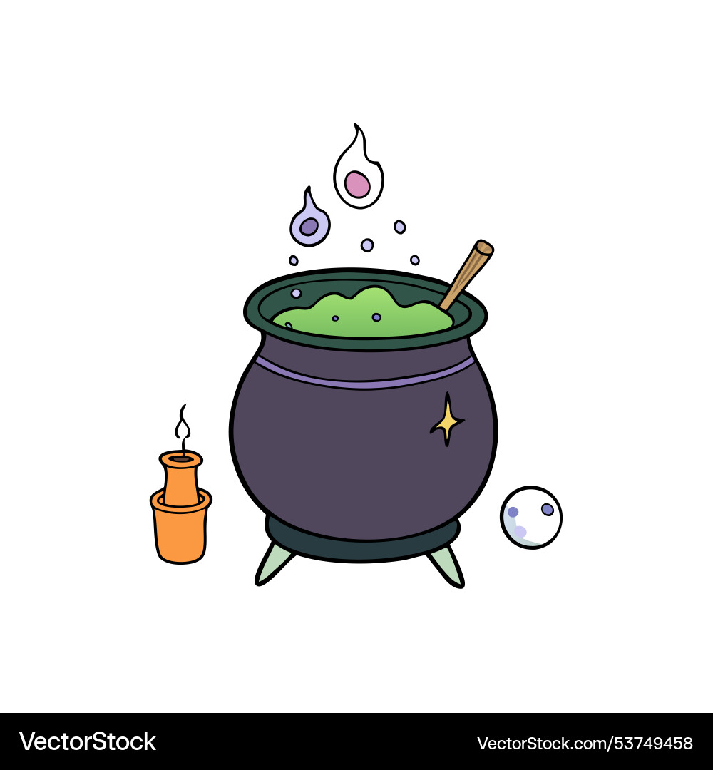 Witchs cauldron and potion making on white Vector Image