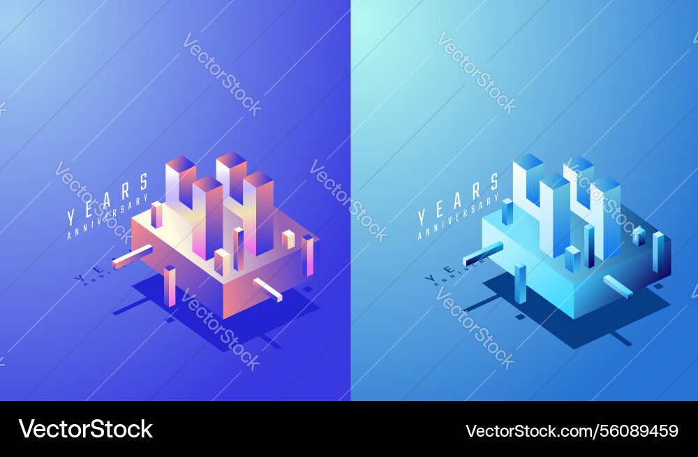 3d isometric anniversary design 44th 44th years Vector Image
