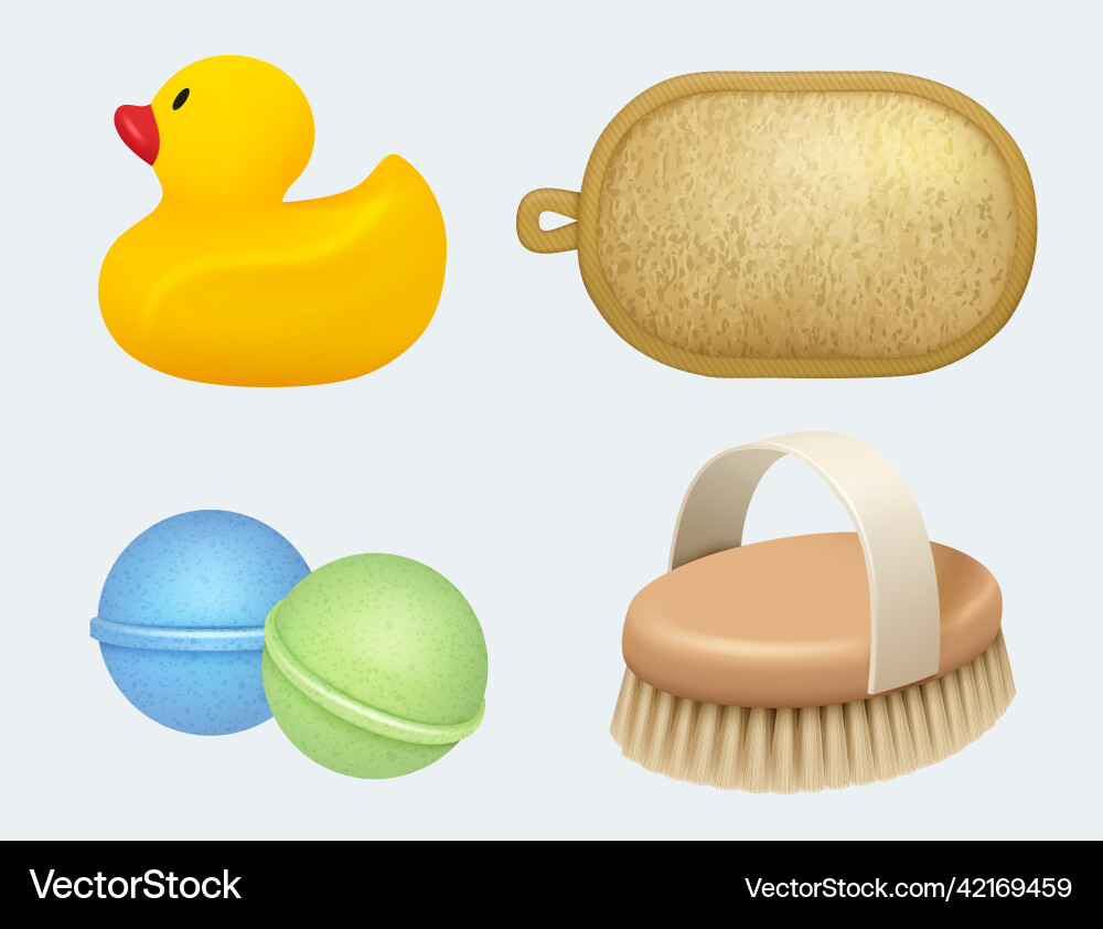 Bath tools self hygiene symbols washing Royalty Free Vector