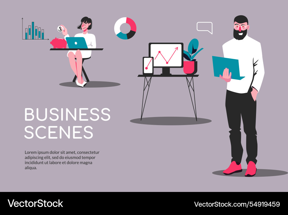 Business professionals in office setting Vector Image