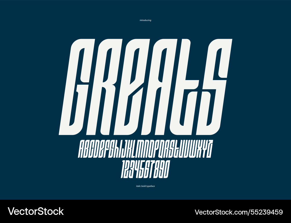 Condensed italic sans serif display font Vector Image