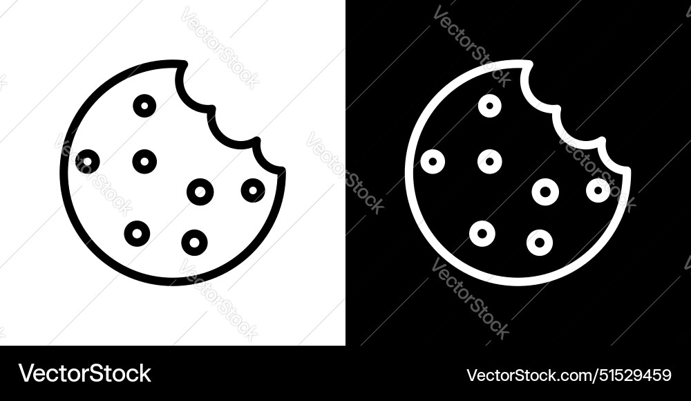 Cookie icon set chocolate biscuit with bite Vector Image