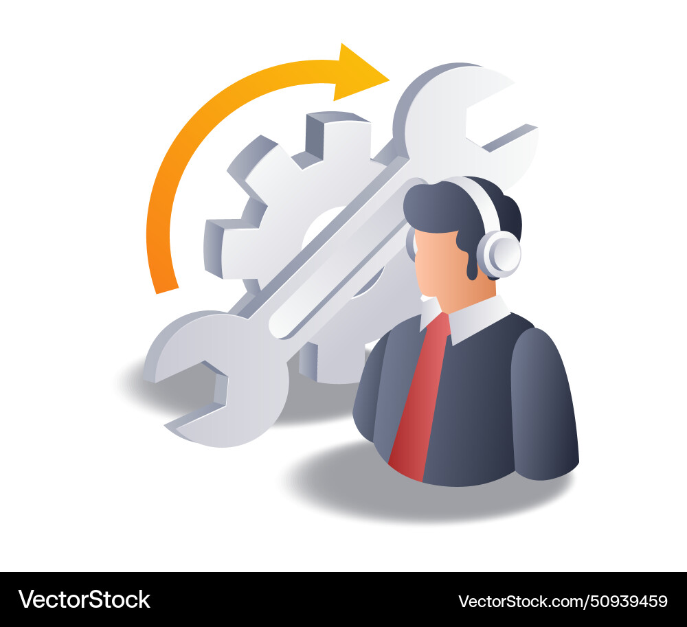 Customer service maintenance flat isometric 3d Vector Image