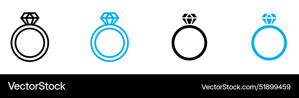Diamond ring icon set collection for web Vector Image