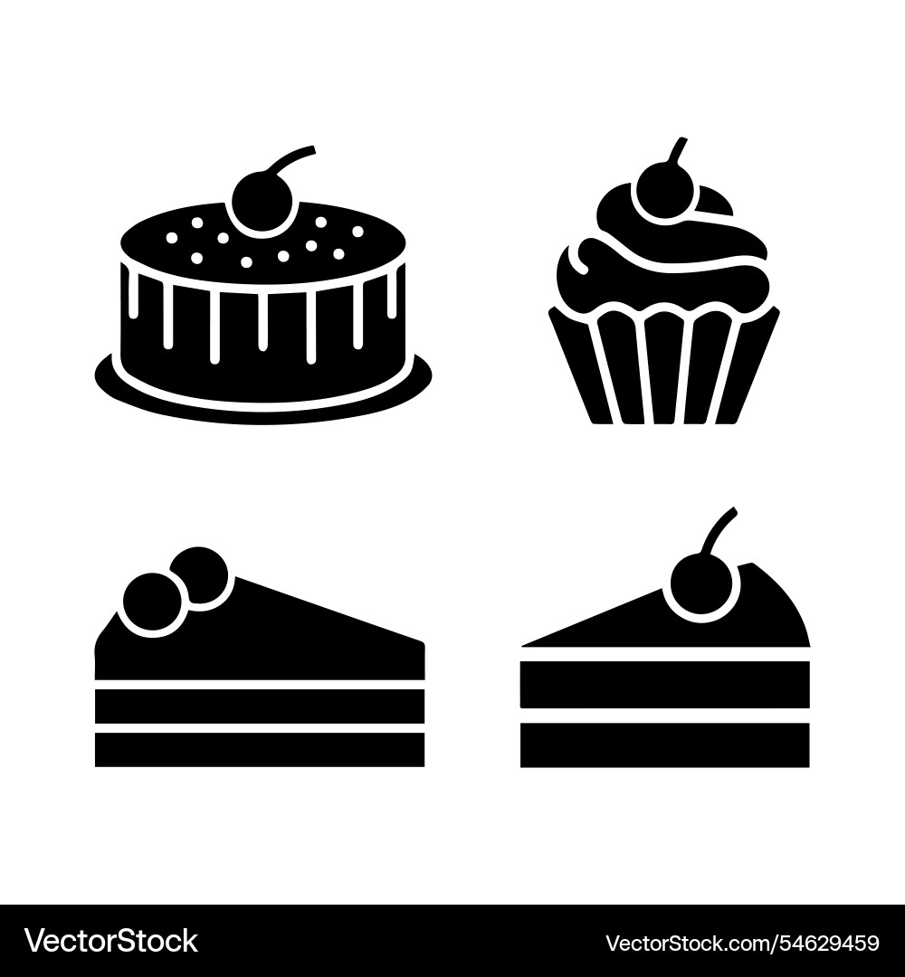 Elegant dessert icon collection Royalty Free Vector Image