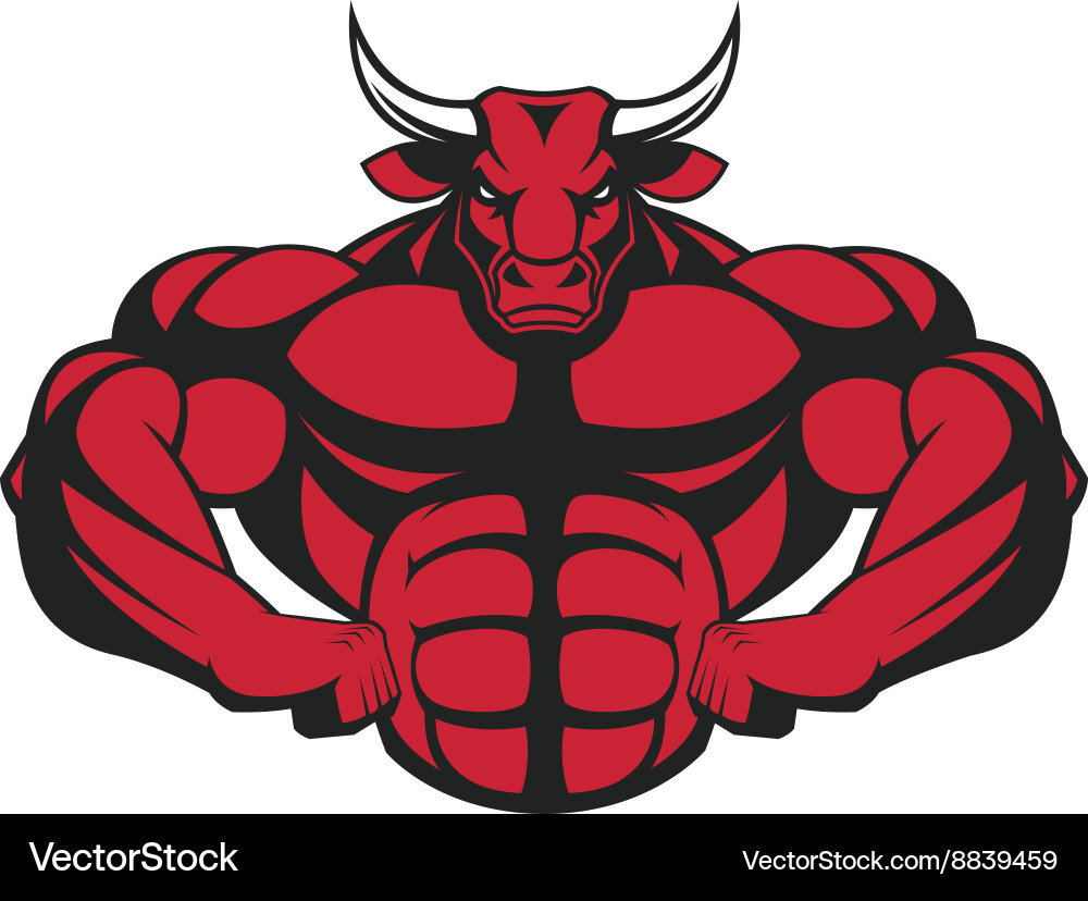 Ferocious bull with a barbell Royalty Free Vector Image