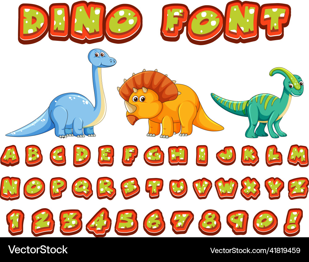 Font design for english alphabets in dinosaur Vector Image