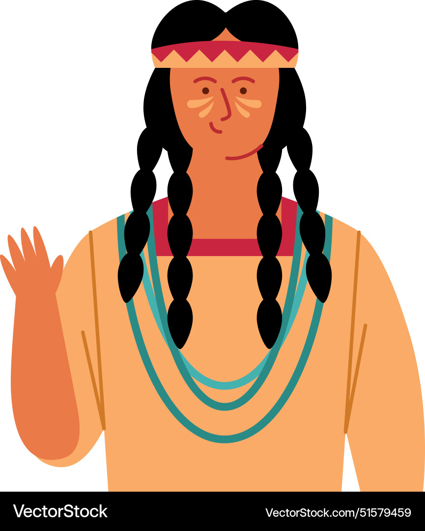Indigenous man character native portrait Vector Image