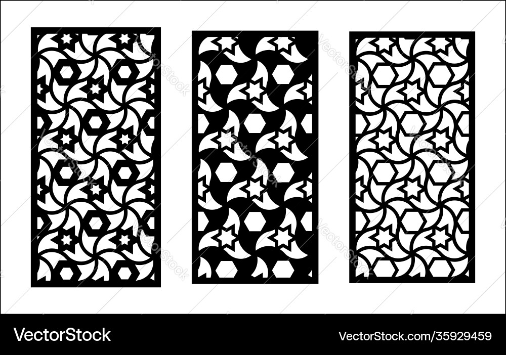 Islamic Jali Laser Cut Panel Set Royalty Free Vector Image