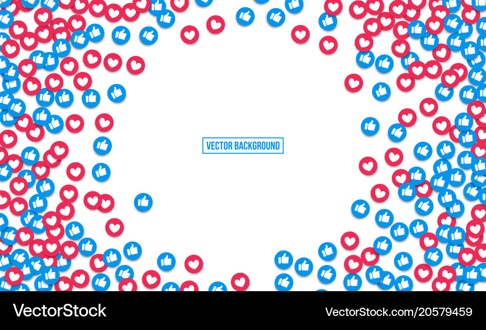 Like and heart icons background Royalty Free Vector Image