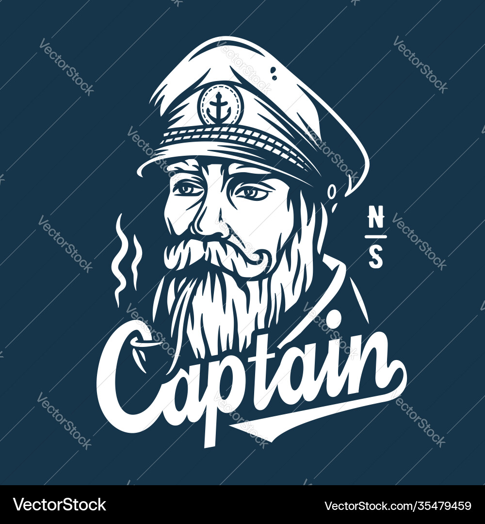 Marine sailor captain with pipe nautical skipper Vector Image