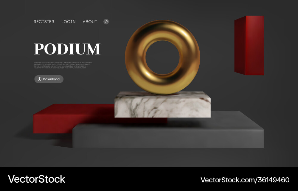 Abstract gold torus on luxury mock up stage Vector Image