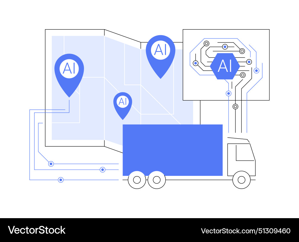 Ai-backed autonomous vehicles abstract concept Vector Image