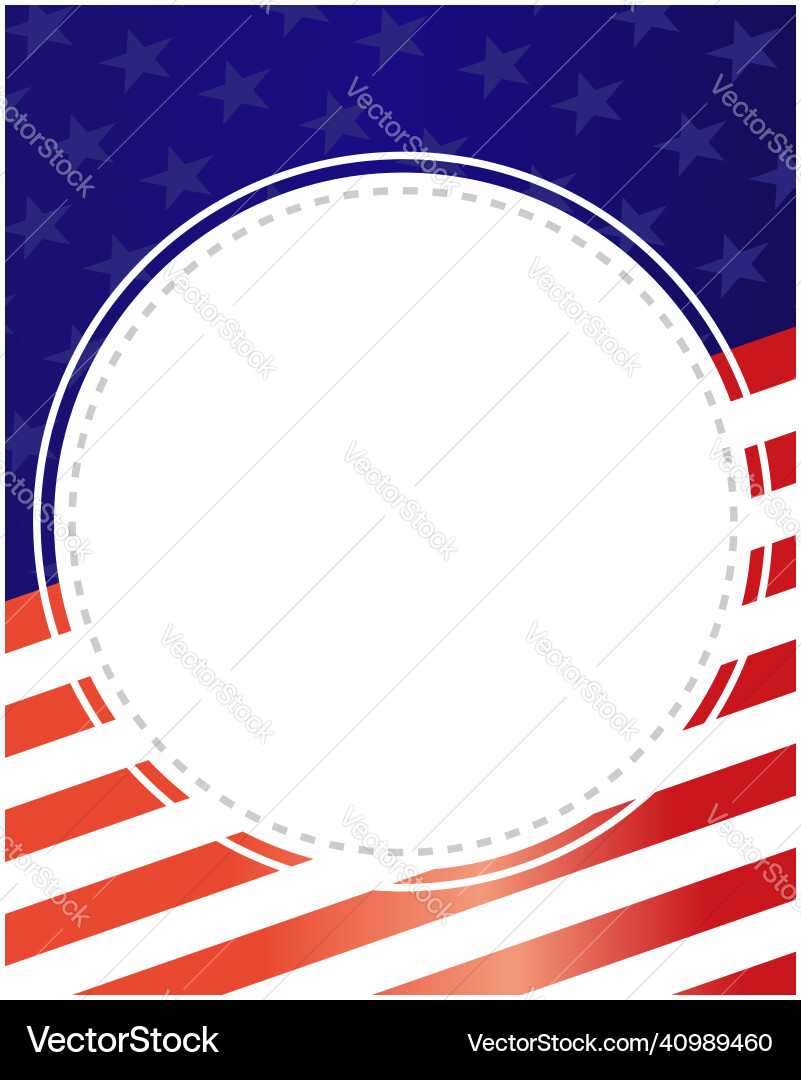American flag symbols round frame background Vector Image