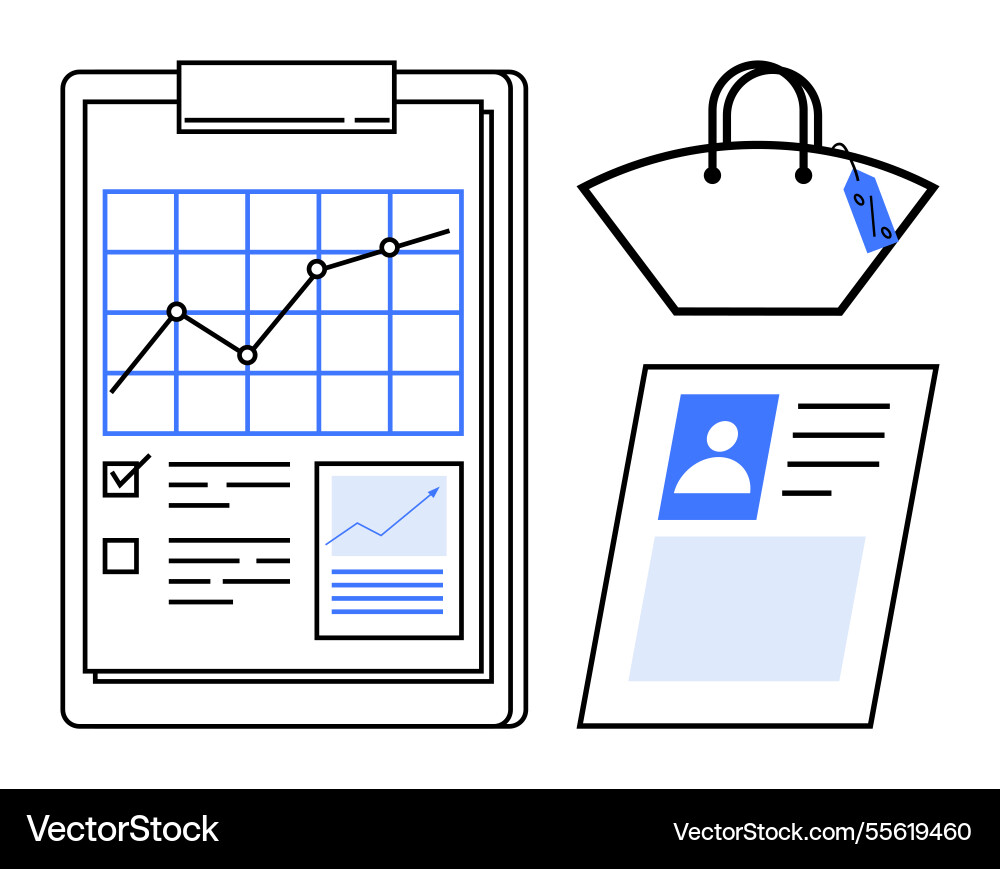 Business clipboard with graph chart profile Vector Image