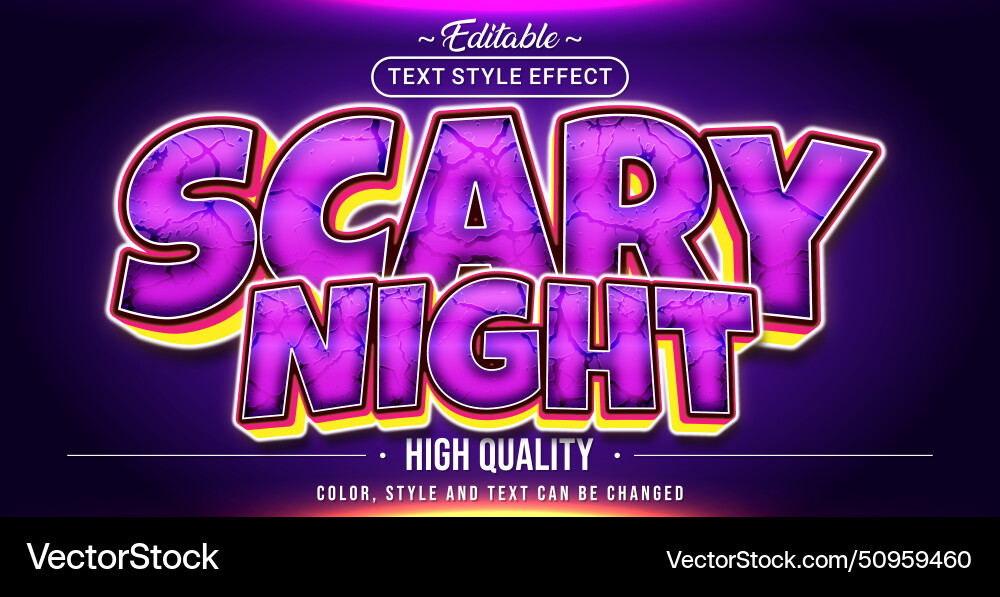 Editable text style effect - scary night Vector Image