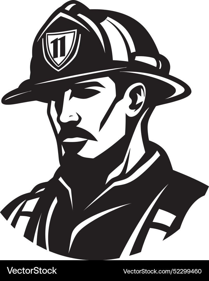 Fire rescue scene in monochromemonochrome fireman Vector Image