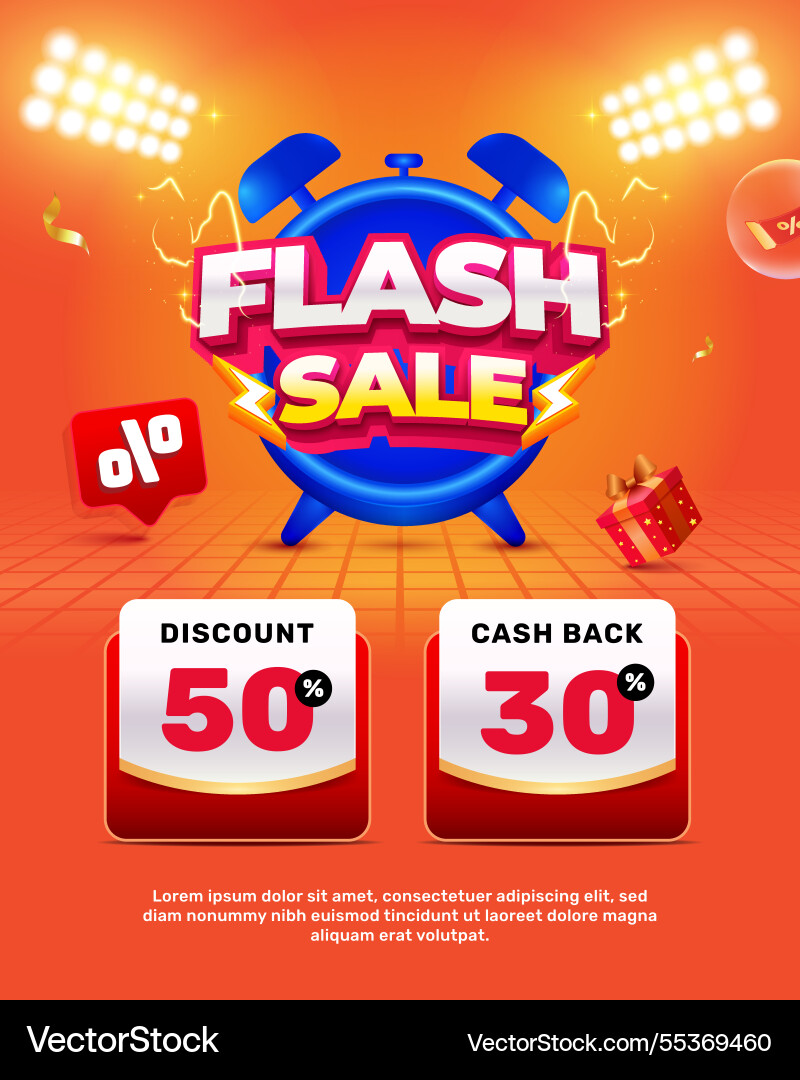 Flash sale promotion banner template Royalty Free Vector