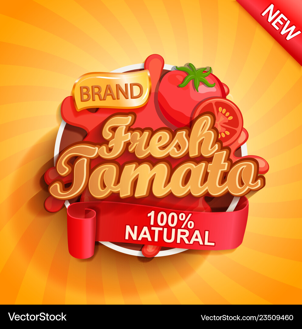 Fresh tomato logo label or sticker Royalty Free Vector Image