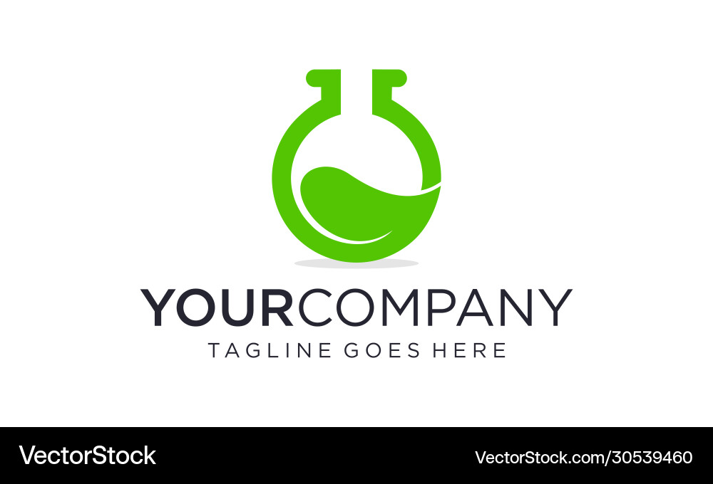 Natural green lab science logo designs Royalty Free Vector