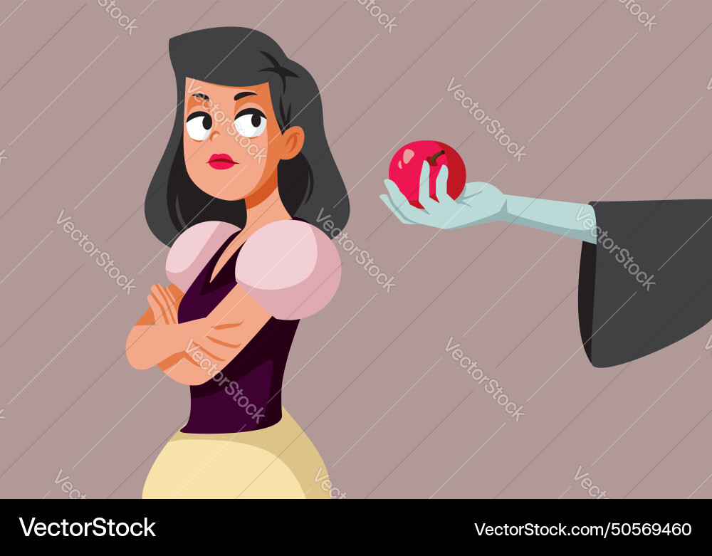 Princess refusing poisonous apple character Vector Image