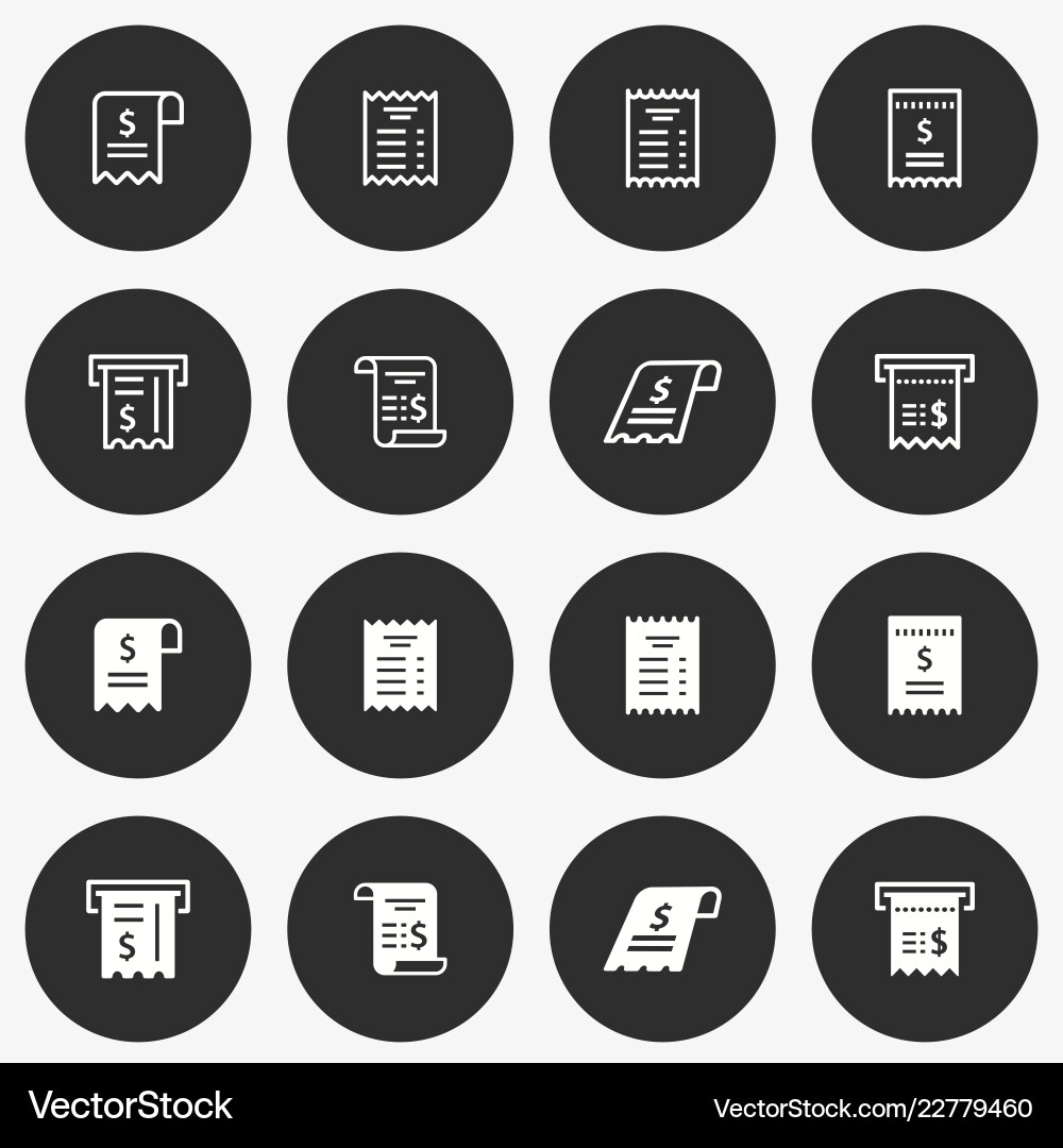 Receipt icon set round Royalty Free Vector Image