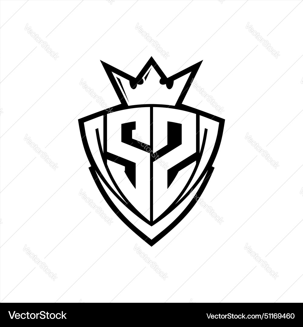 Sz letter logo with sharp triangle shield shape Vector Image