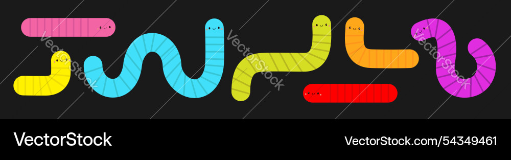 Bright colorful worm set earthworm icon insect Vector Image