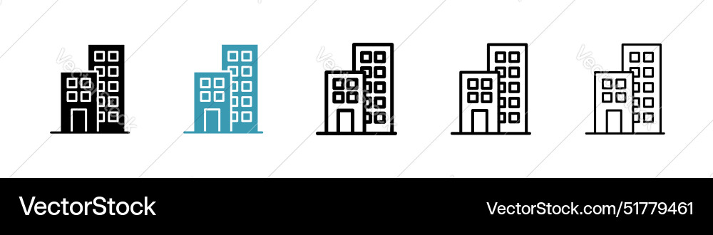 Build icon set black filled and outlined style Vector Image
