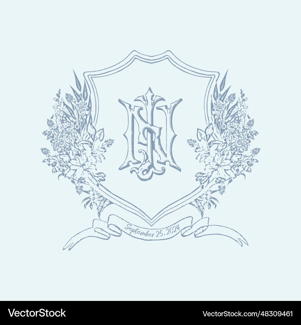 Elegant Floral Initial Monogram Royalty Free Vector Image