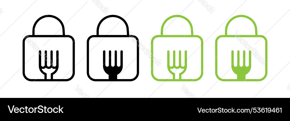 Food security lock icon set safety seal Royalty Free Vector