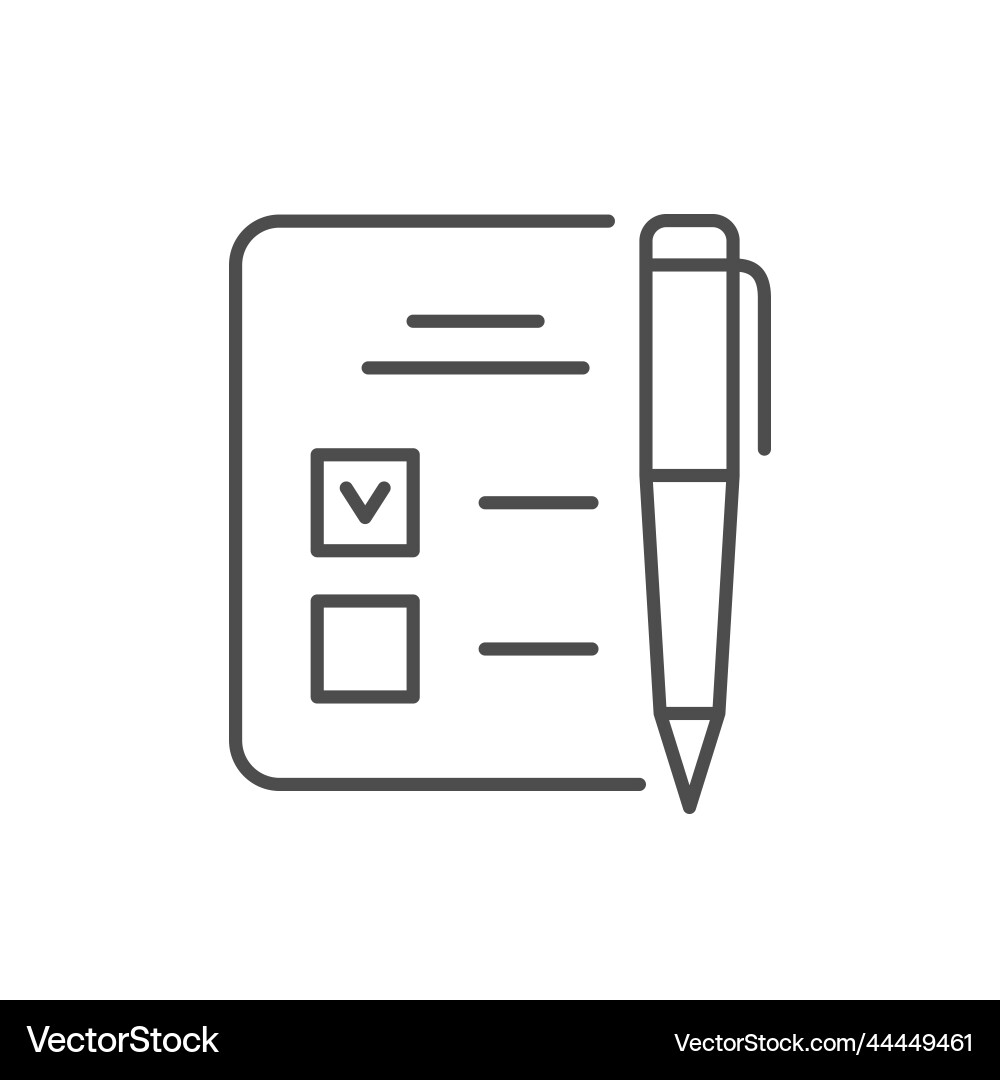 Form filling line outline icon Royalty Free Vector Image