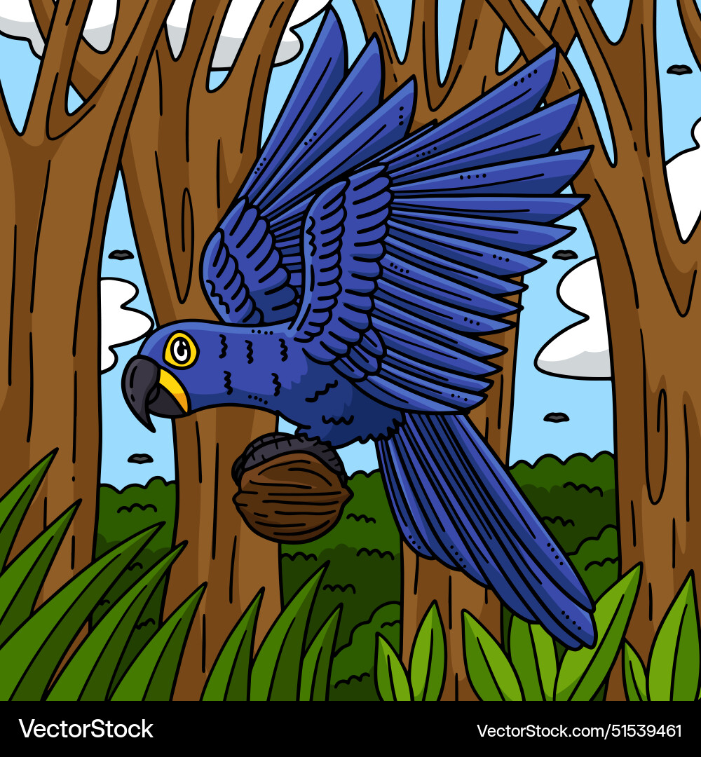 Hyacinth macaw bird colored cartoon Royalty Free Vector