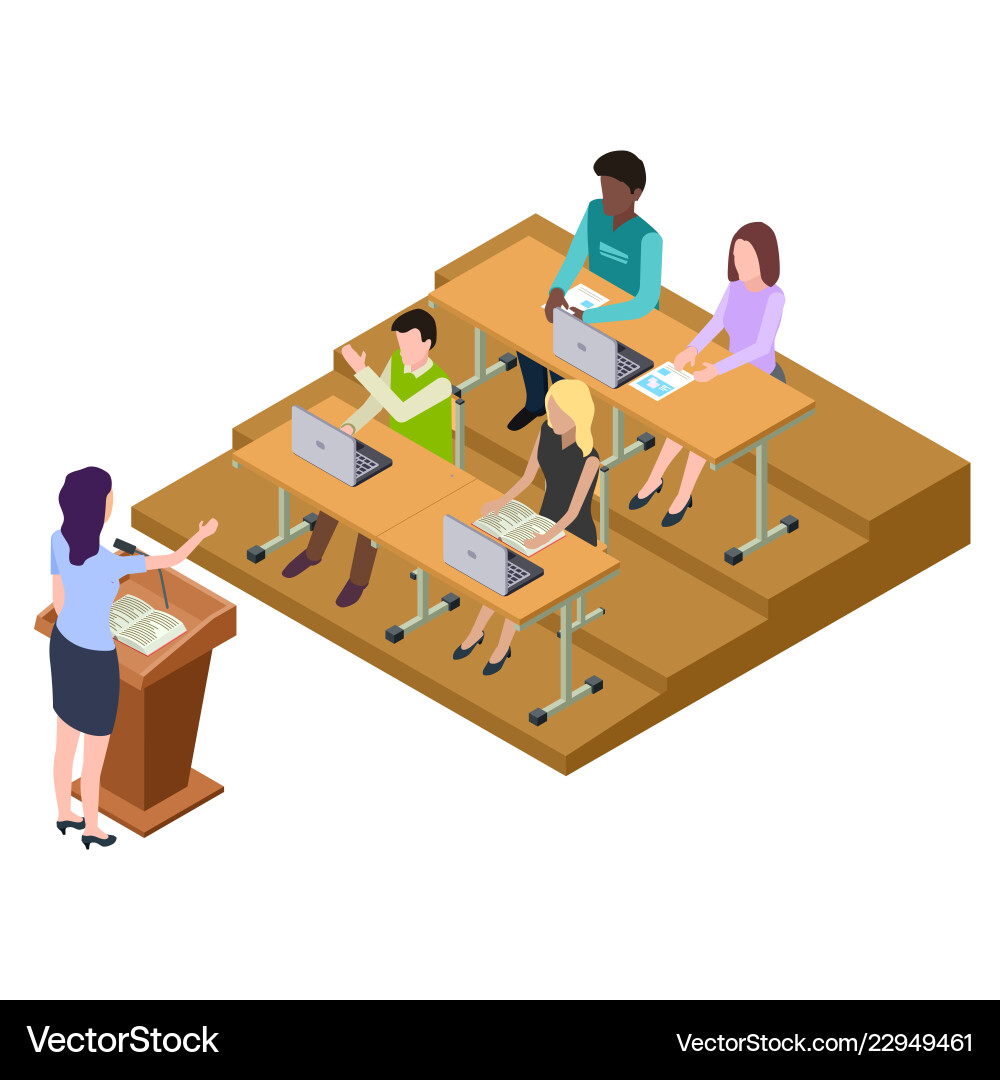 International students on lecture seminar Vector Image