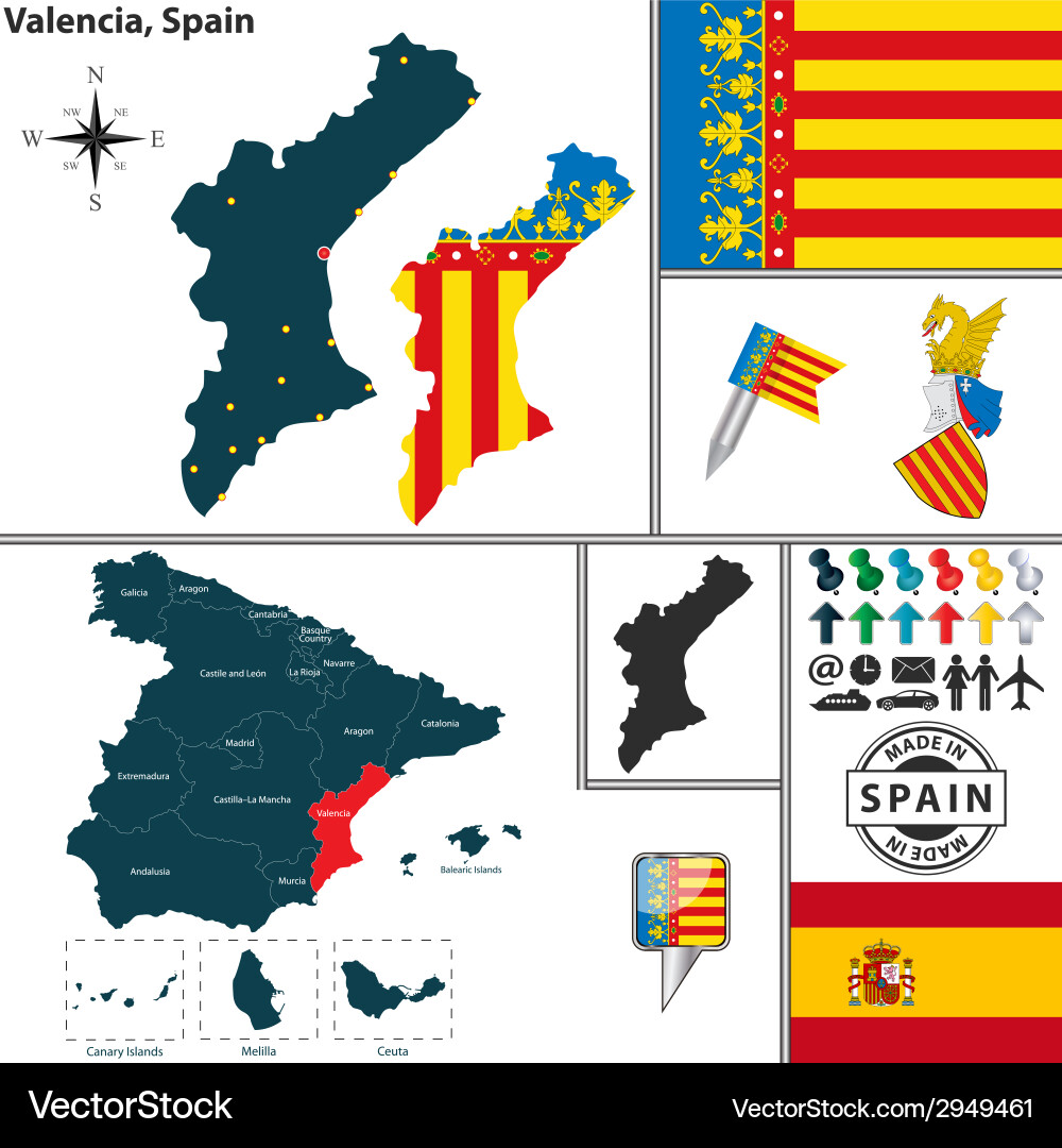 Map of valencia Royalty Free Vector Image - VectorStock