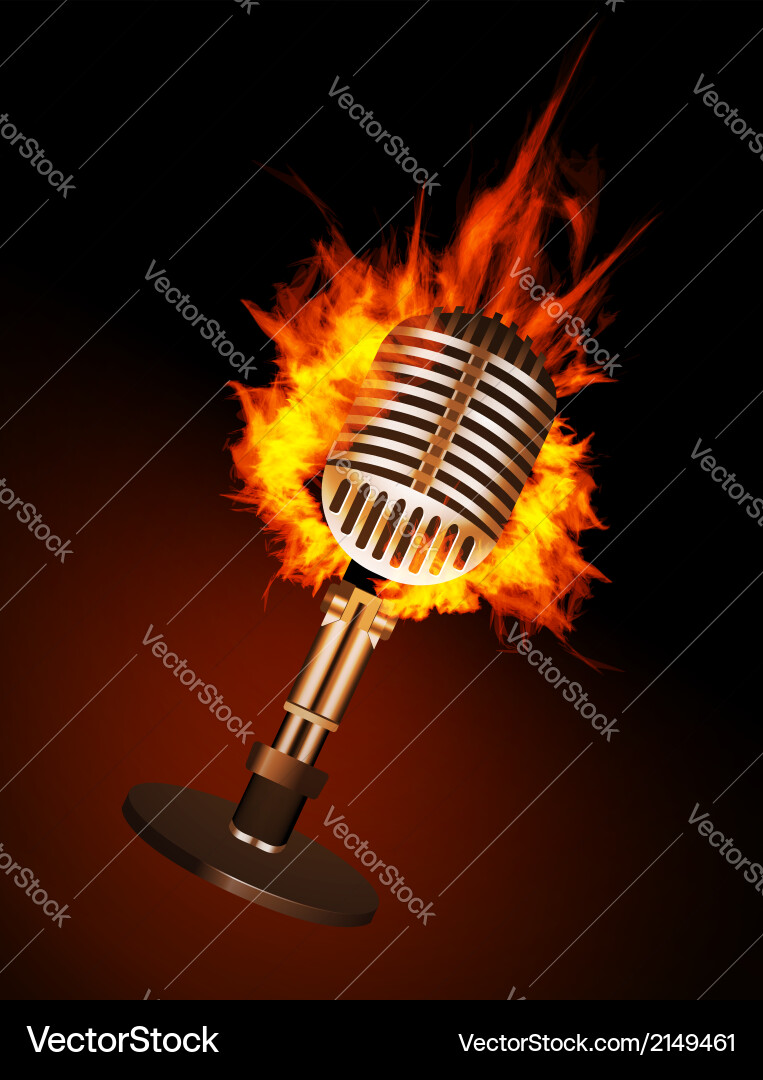 Microphone in fire Royalty Free Vector Image - VectorStock