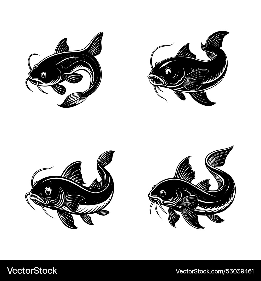 Simple and clean catfish silhouette graphic Vector Image
