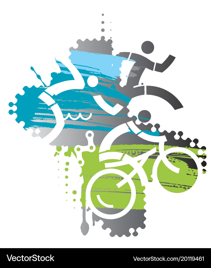 Triathlon race grunge stylized Royalty Free Vector Image