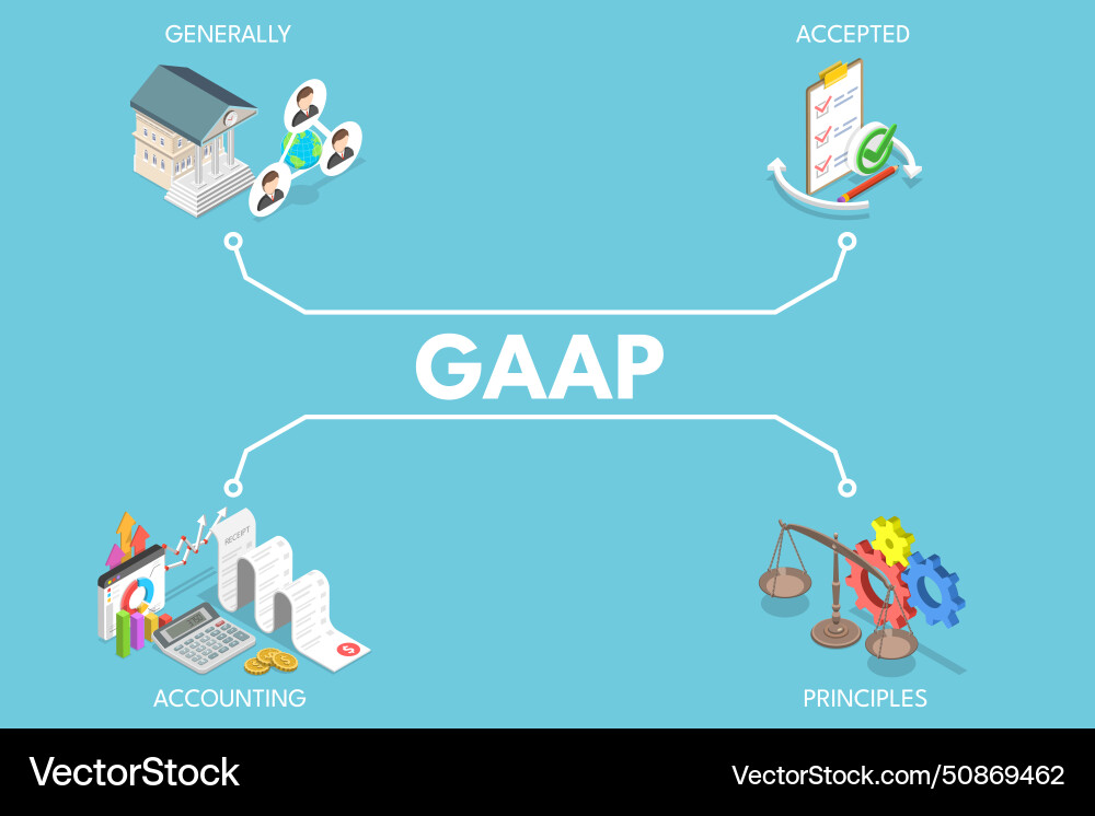 3d isometric flat of gaap Royalty Free Vector Image